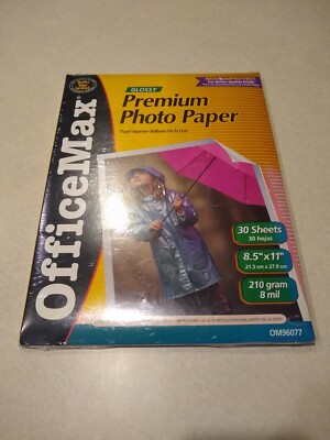OfficeMax 8.5 x 11 Premium Glossy Photo Paper Inkjet Compatible 8mil ...