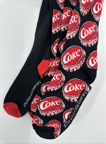 Coca-Cola Coke Crew Socks 2 Pairs Bottle Cap Logo Mens Womens Fun ...