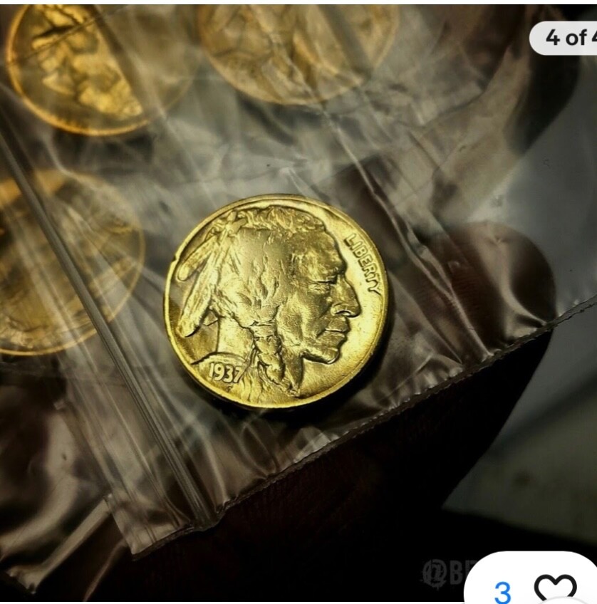 2 GOLD BUFFALO NICKELS -Pure 24K GOLD PLATED Buffalo Indian Head Nickel ...
