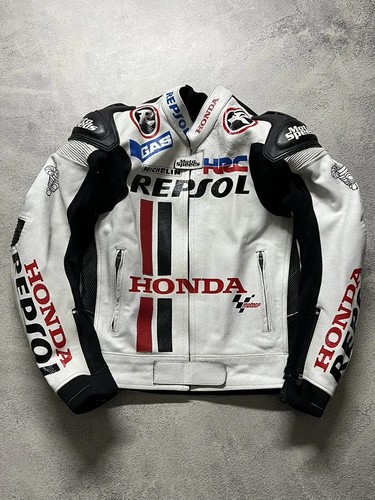 Honda Repsol White Motorcycle Leather Jacket – MotoGP Racing CE Armor ...
