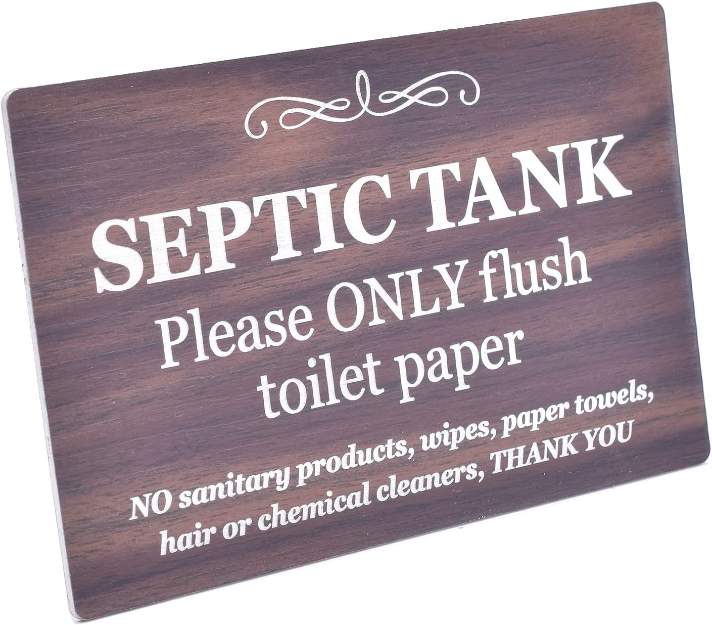 Stylish Walnut Effect Engraved Septic Tank Sign Plaque Notice Toilet ...