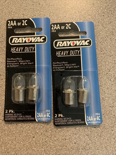 Set Of 2 Rayovac Two No. PR4-2 Heavy Duty Bulbs for 2AA or C ...