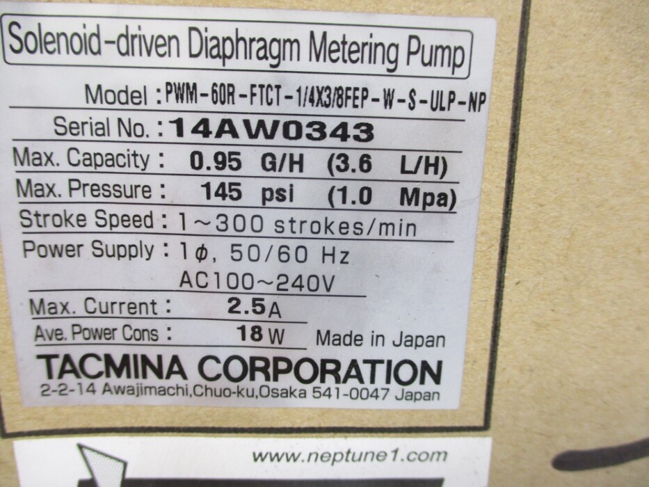 TACMINA PWM-60R-FTCT-1/4X3/8FEP-W-S-ULP-NP 145PSI NSMP | eBay