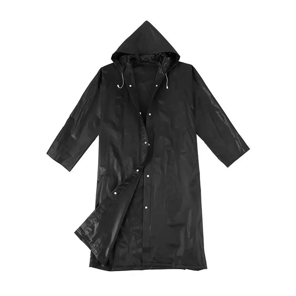 Unisex Waterproof Long Raincoat Hooded Trench Jacket Outdoor Hiking ...