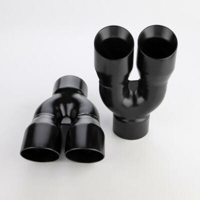 Pair Black Quad 3" Out 3" Inlet 9" Long Dual Wall Exhaust Tips ...