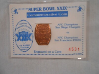 Super Bowl XXIX Commemorative Coin Engraved on a Cent free shipping | eBay