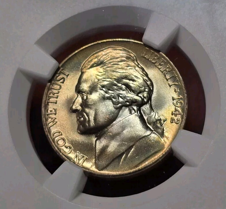 1942 P Silver 5C Jefferson Nickel NGC MS67+ Plus Grade Toned PQ Coin ...