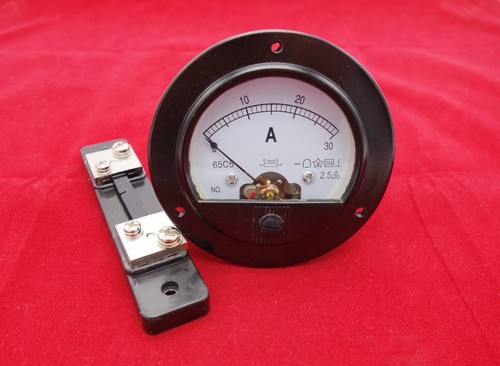 1X Dia. 90mm with shunt DC 0-30A Round Analog Ammeter Panel AMP Current ...