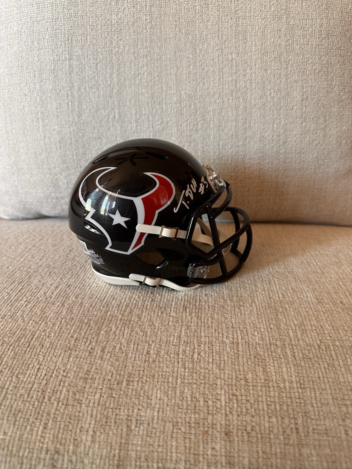 Houston Texans Mini Helmet Signed by Player Tank Dell