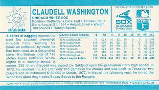 1980 Kellogg's 3-D Super Stars Claudell Washington #34 Chicago White ...