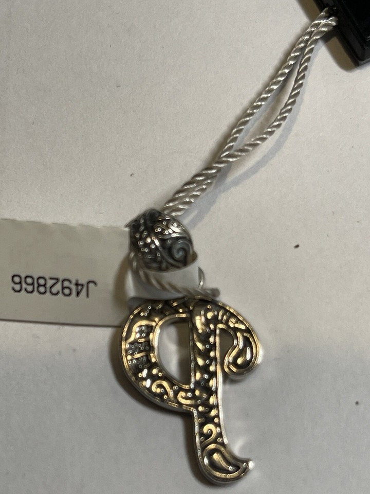New Sterling Silver & 18K Yellow Gold Samuel B. Brand Initial P Pendant ...