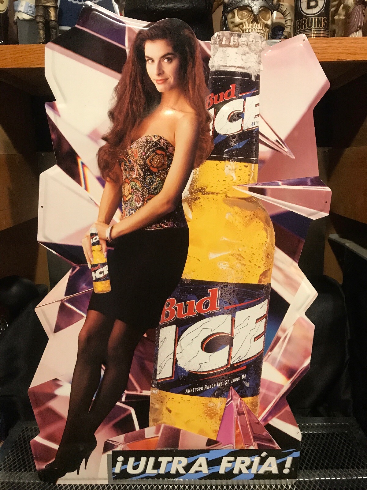 BUD ICE BUDWEISER Beer ~ 1995 SEXY PINUP RARE Spanish Metal Tin ...