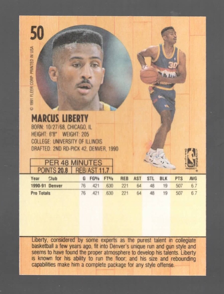 1991 Fleer #50 Marcus Liberty Mint | eBay