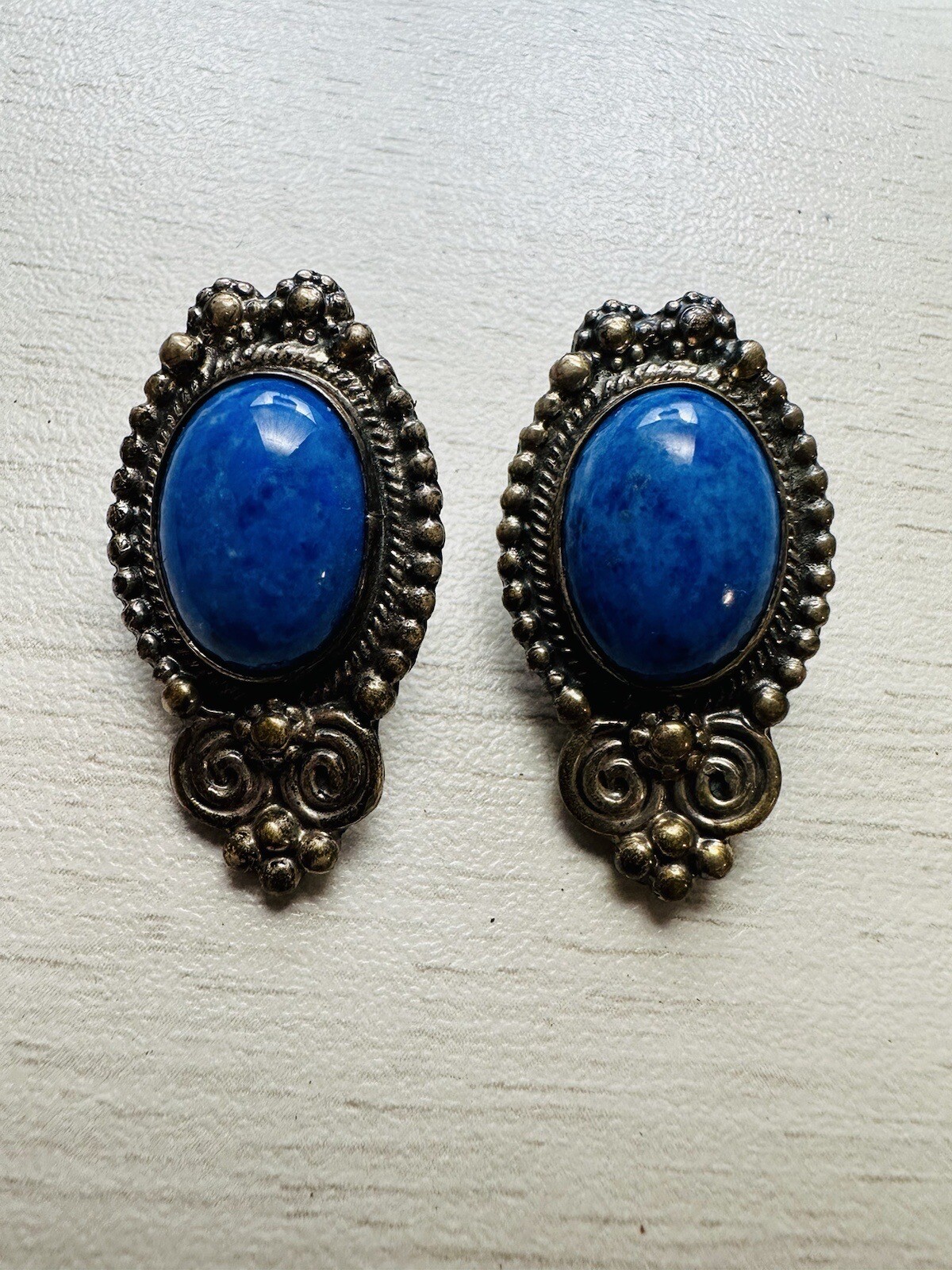 Vintage Mario D Navajo Sterling Lápiz Earrings - Gem