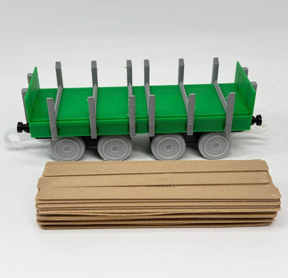 Trackmaster 2 Custom Made Flat Freight Cargo Train Green - Thomas ...