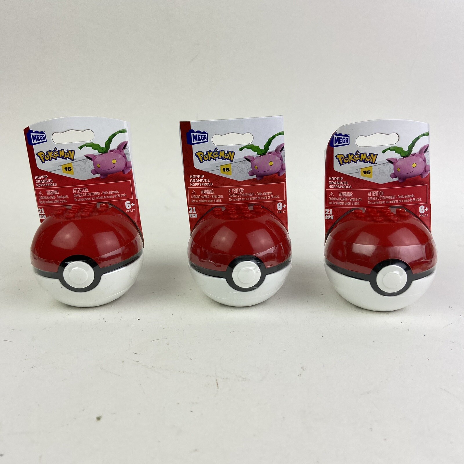 Lot of 3 MEGA Construx Pokemon Series 16 Pokeball Set Hoppip Balls 21 ...