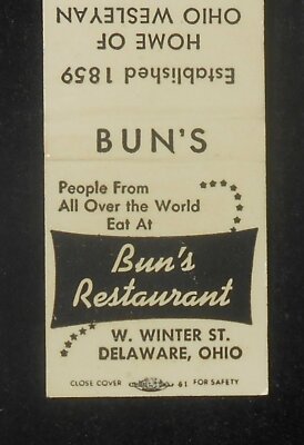 1960s Bun's Restaurant Established 1859 W. Winter St. Delaware OH ...