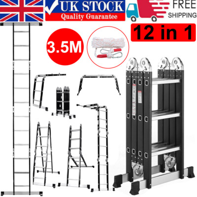 3.5M 12 IN 1 Heavy Duty Aluminium Combination Step Ladder Foldable ...