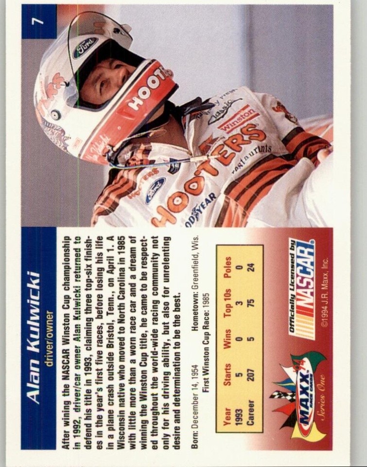 1994 Maxx Alan Kulwicki #7 AK Racing | eBay