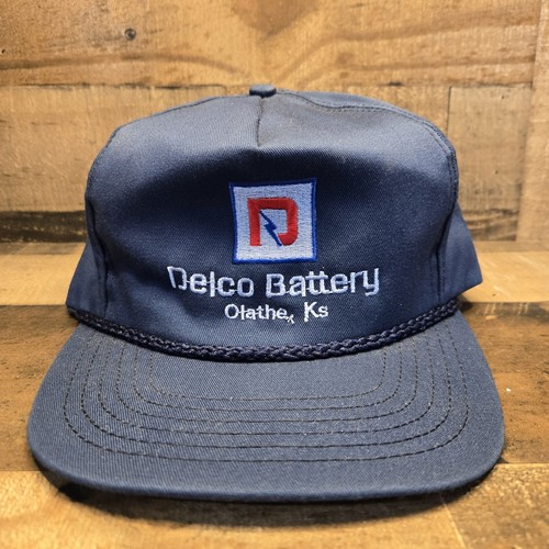 Vintage Delco Battery Hat Snapback Navy Blue Rope Cap Olathe Kansas ...