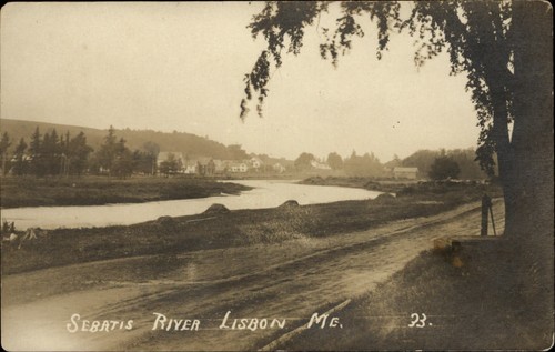 RPPC Sebatis (Sabattus) River ~ Lisbon Maine ~ 1904-1918 real photo ...