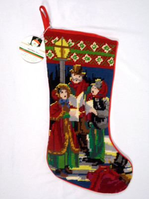 KSA CAROLERS SINGING BY A LIGHT POST NEEDLEPOINT STOCKING | eBay