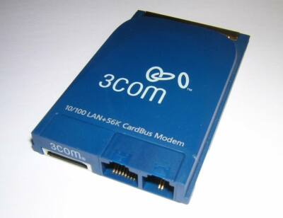 3Com 10/100 Ethernet LAN + 56k Modem CardBus PC Card Integrated Jacks ...