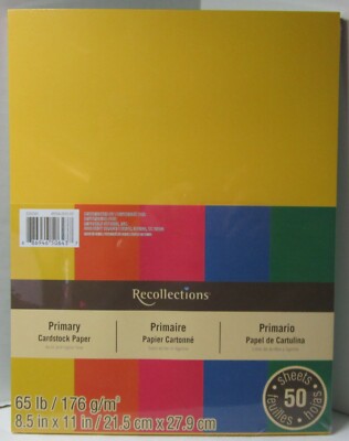 Recollections Cardstock Paper 8 1/2" x 11" 50 Sheets 65 lb 5 color ...