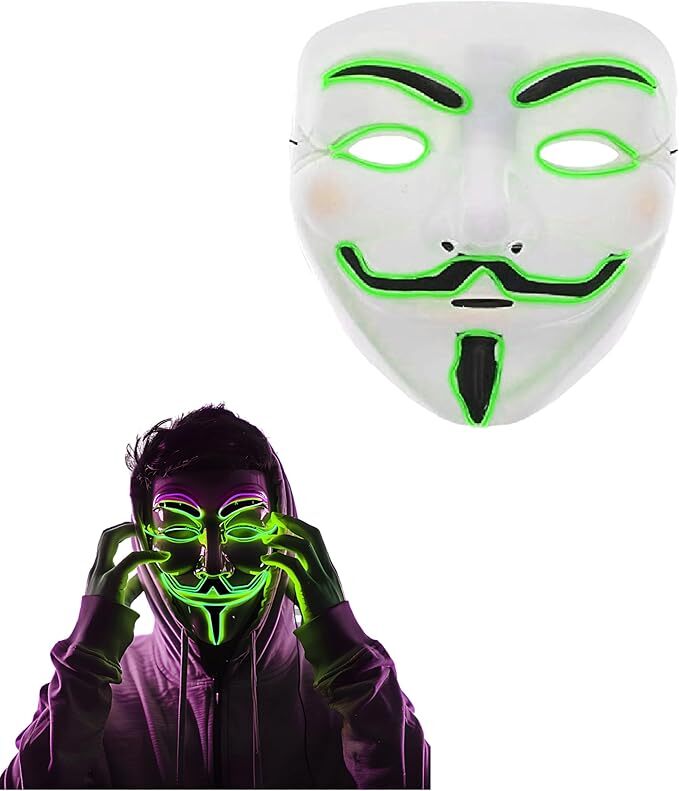 Light Up Anonymous mask Guy LED Halloween Cosplay Vendetta Hacker ...