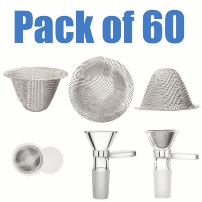 60Pc Bowl Screens for 14MM Glass Bowl Stainless Steel Adjustable Bowl ...