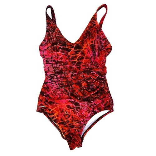 Speedo Coral Red Pink Orange Animal Print 1pc Swimming Bathing Suit | eBay