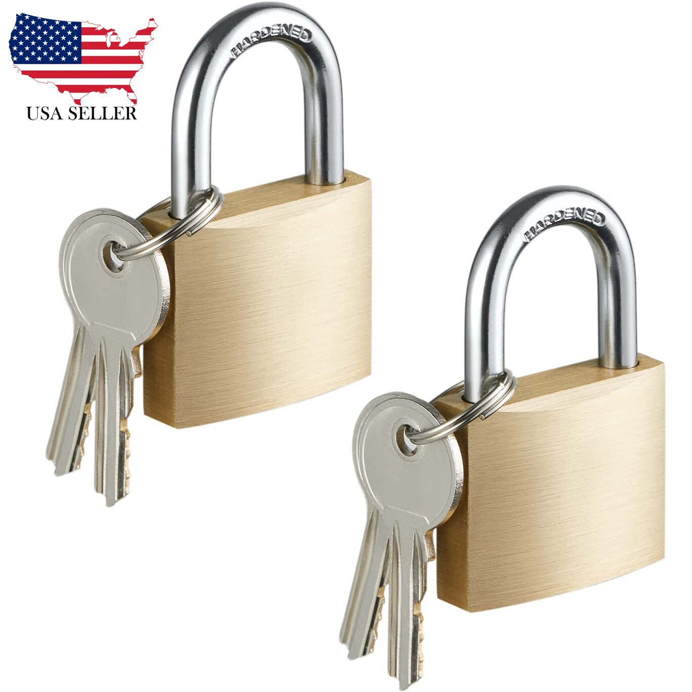 Solid Brass Padlock with Key, Pad Lock 1-1/2 in. Wide Lock Body, Locker ...