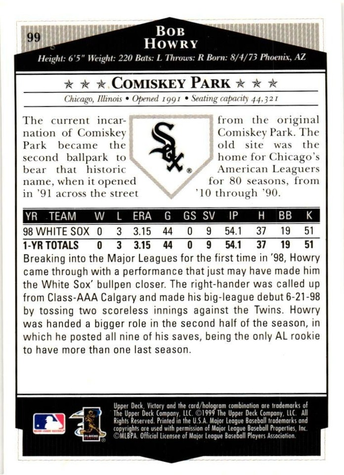 1999 UPPER DECK VICTORY BOB HOWRY #98 CARD $0.99 VALUE BOX | eBay