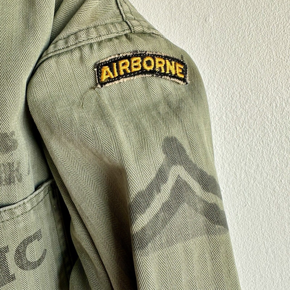 WWII USMC Marine Corps P41 HBT Jacket Patched Paramarine Airborne Named ...