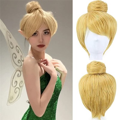 Tinker Bell Golden Short Wig Cosplay Costume Wigs Role-playing Party ...
