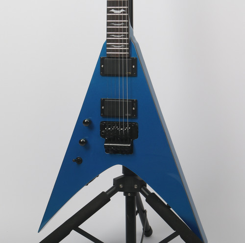 Top Flying V Left-handed Electric Guitar Blue 24 Frets Active Pickups ...