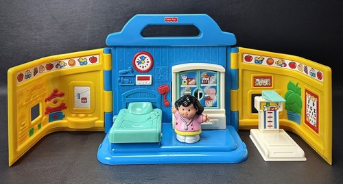 Vtg Collectible Fisher Price 90s Set Doctors Office Blue Folding Dr ...