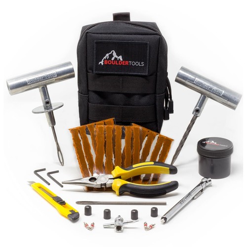 Boulder Tools - Compact Tire Repair kit with Molle Storage Pouch. Heavy ...