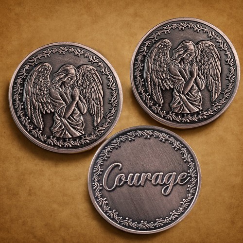 3pc Christian Courage Coin with Angel Praying Inspiring Religious ...