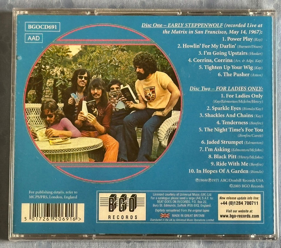 Steppenwolf “Early Steppenwolf” “For ladies only” 2005 BGO Records 2 CD ...