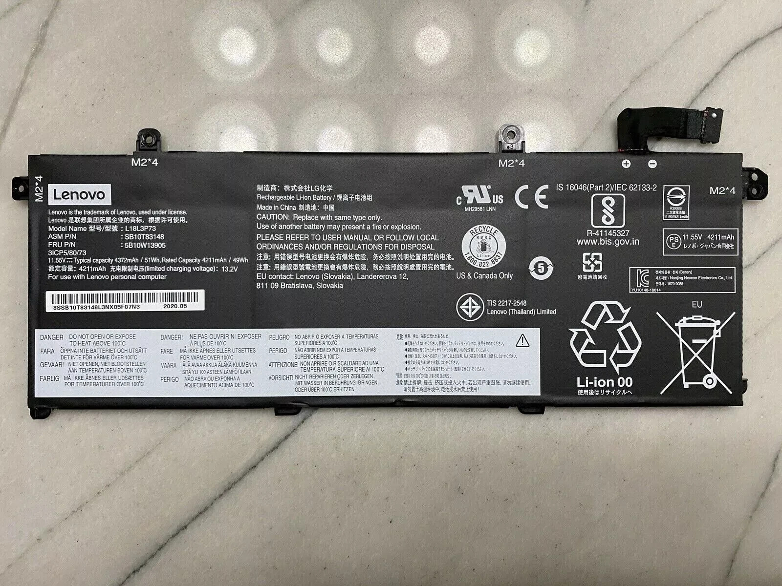 Genuine OEM L18L3P73 Battery For Lenovo ThinkPad T490 T495 P43S T14 ...