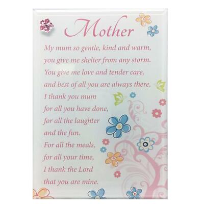 Mother Glass Plaque Mum Sentiments Gift | eBay