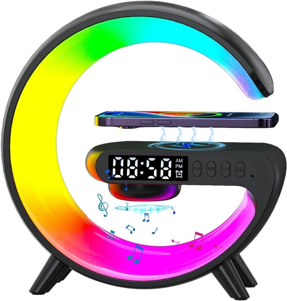Smart LED Lamp G Bluetooth Speaker Wireless Charger RGB Alarm Clock ...