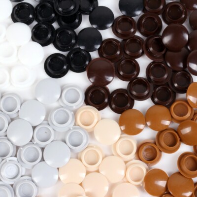 PUSH ON SCREW CAPS Coloured Plastic 25/50/75/100/250/500 Head Cover Lid ...