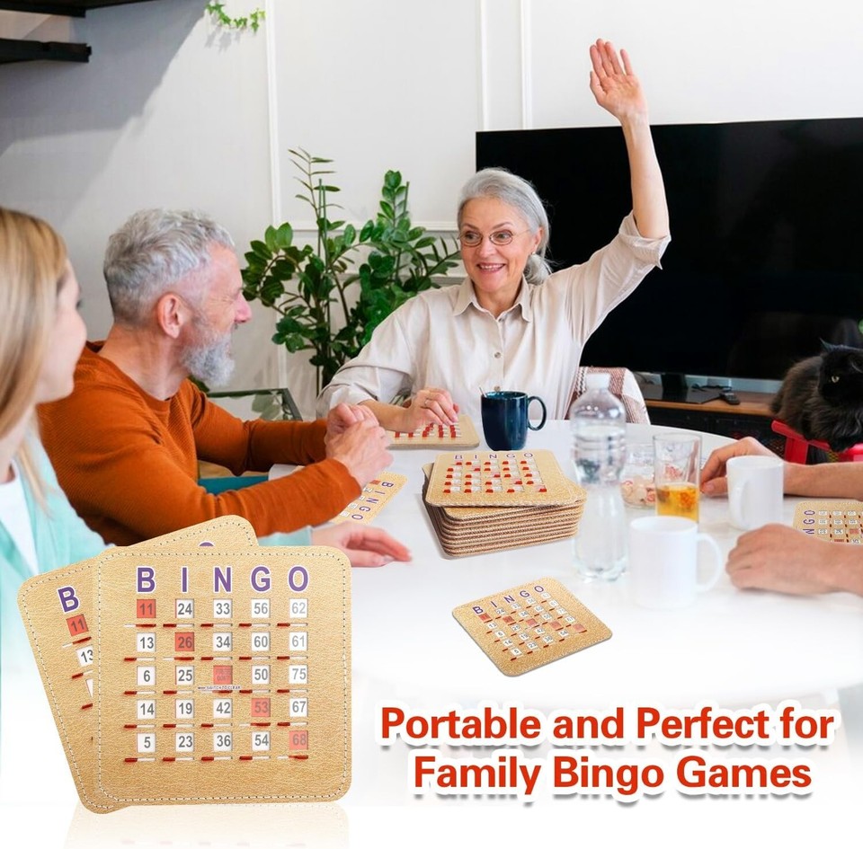200-Pack Stitched Reusable Shutter Slide Bingo Cards with Shutter Clear ...