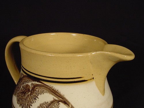 RARE 1800s 2 COLOR BLUE & BROWN MOCHA BANDED PITCHER MOCHAWARE YELLOW ...