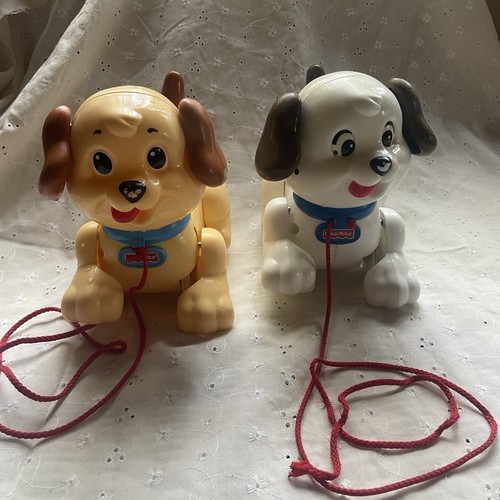 Two Vintage Puppies Pull String Toys Makes A Sound | eBay