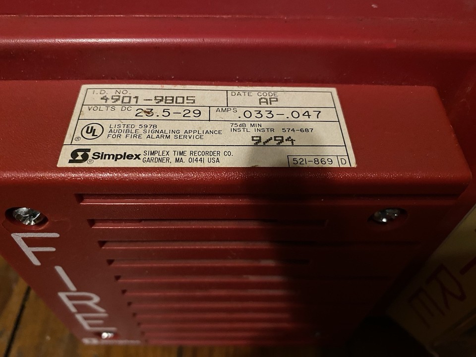 Simplex 4903-9105 + 4901-9805 Electromechanical Horn Strobe (w/ Backbox ...