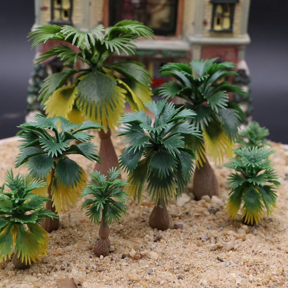 15pcs Plastic Mini Palm Tree Scenery model tree Rainforest Palm Tree Diorama | eBay