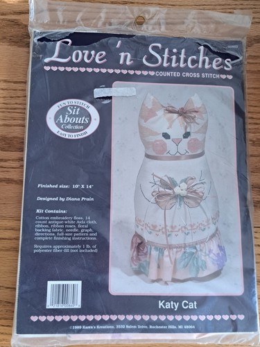 Vtg Love 'n Stitches "Katy Cat" Counted Cross Stitch Kitten Doll Kit 860 Opened 21816008608| eBay